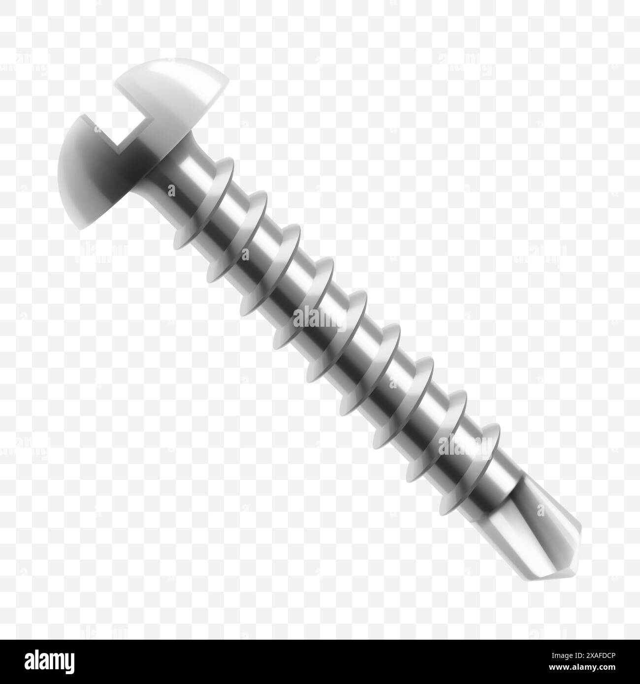 Metal self-tapping screw isolated on transparent background. Realistic ...