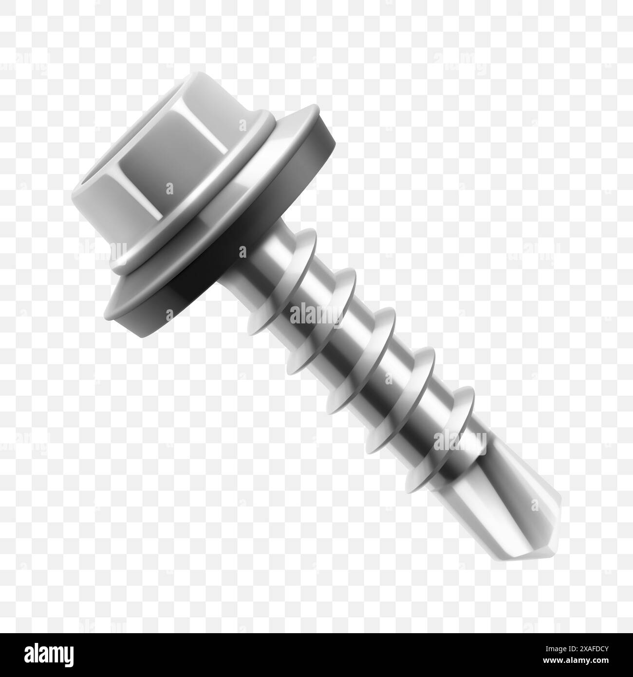 Metal self-tapping screw isolated on transparent background. Realistic ...
