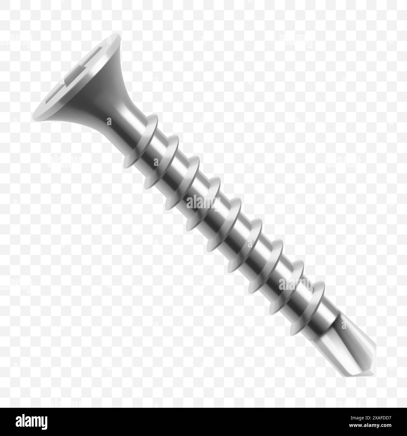 Metal self-tapping screw isolated on transparent background. Realistic ...