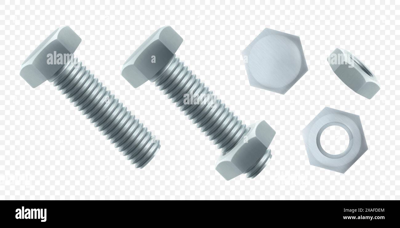 Isometric vector illustration steel bolt and hex nut isolated on white ...