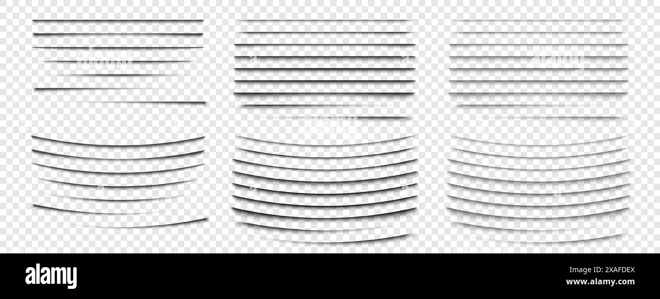 Set of Shadows with soft edges isolated on transparent background. Realistic vector paper shadow ...