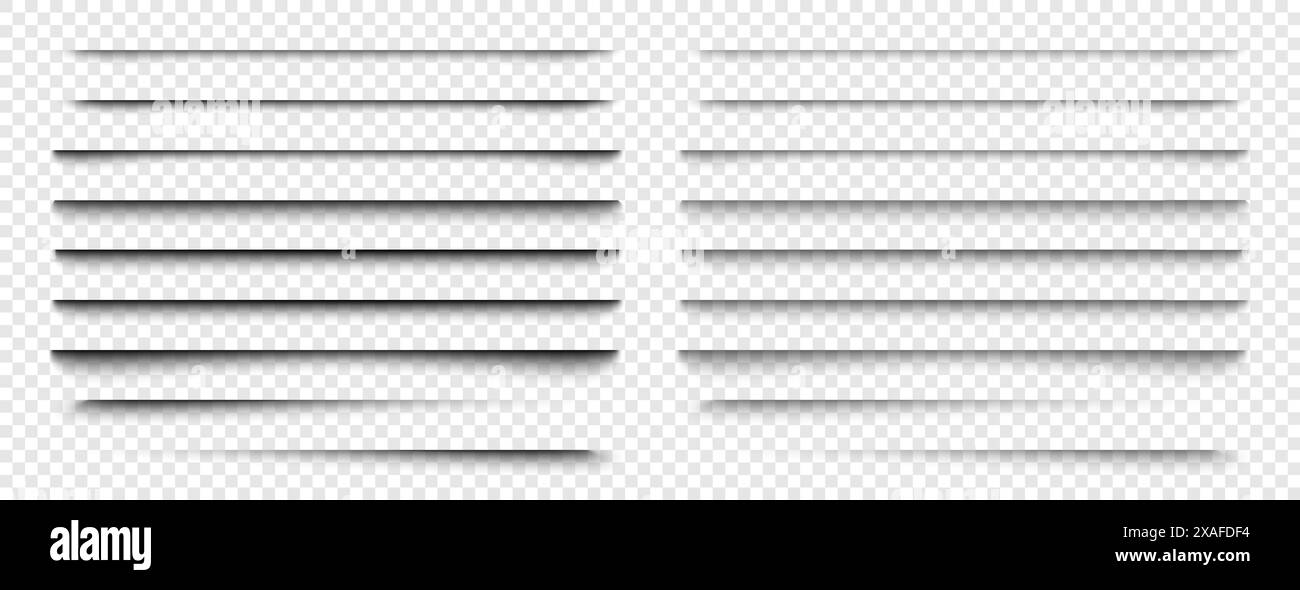 Shadows. Transparent realistic vector paper shadow effect set. Square ...