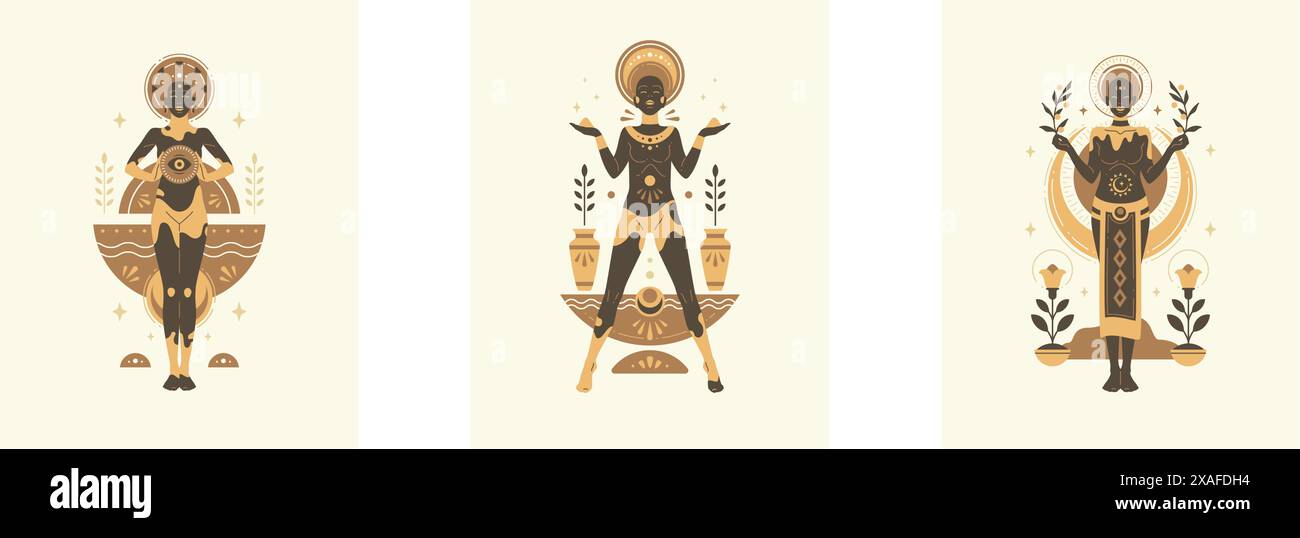 Esoteric African boho woman harmony sacred mythology ethnic culture ...