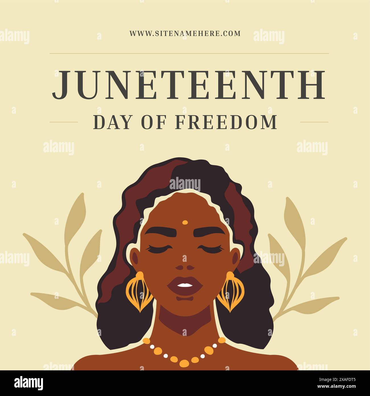 Romantic Afro boho woman portrait Juneteenth day holiday social media ...