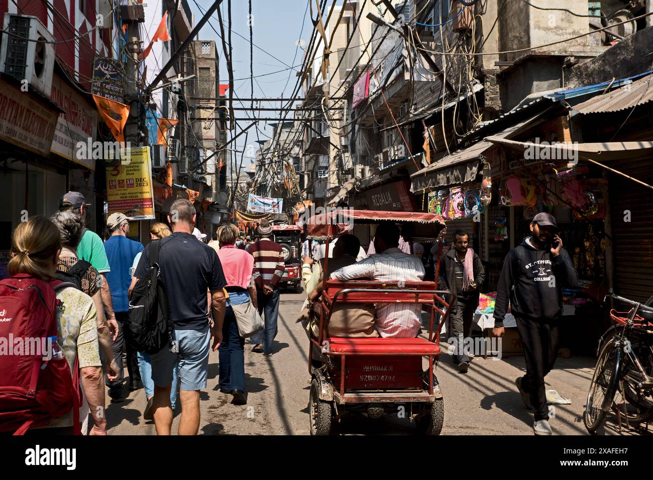Delhi, India: Street scene in the old city centre of Delhi. Chaotically ...