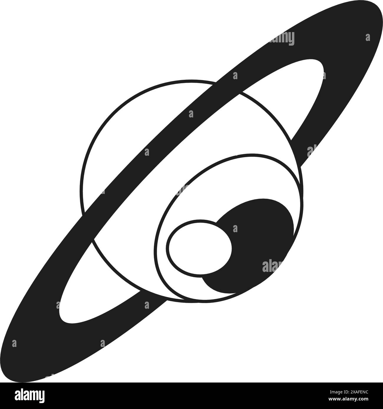 Y2k psychedelic planet eye bullseye with orbit cosmos comic monochrome ...