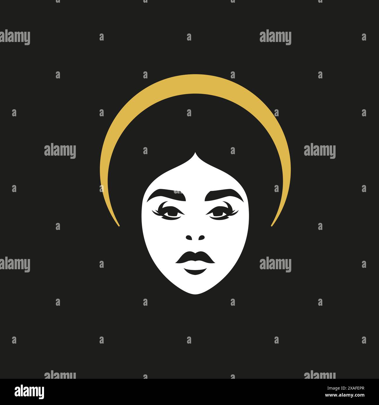 Strong beautiful female portrait mystic golden curved rim minimalist ...