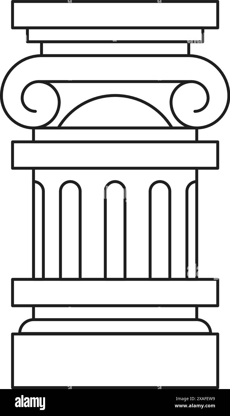 Y2k antique pillar classic architecture monochrome line art retro ...