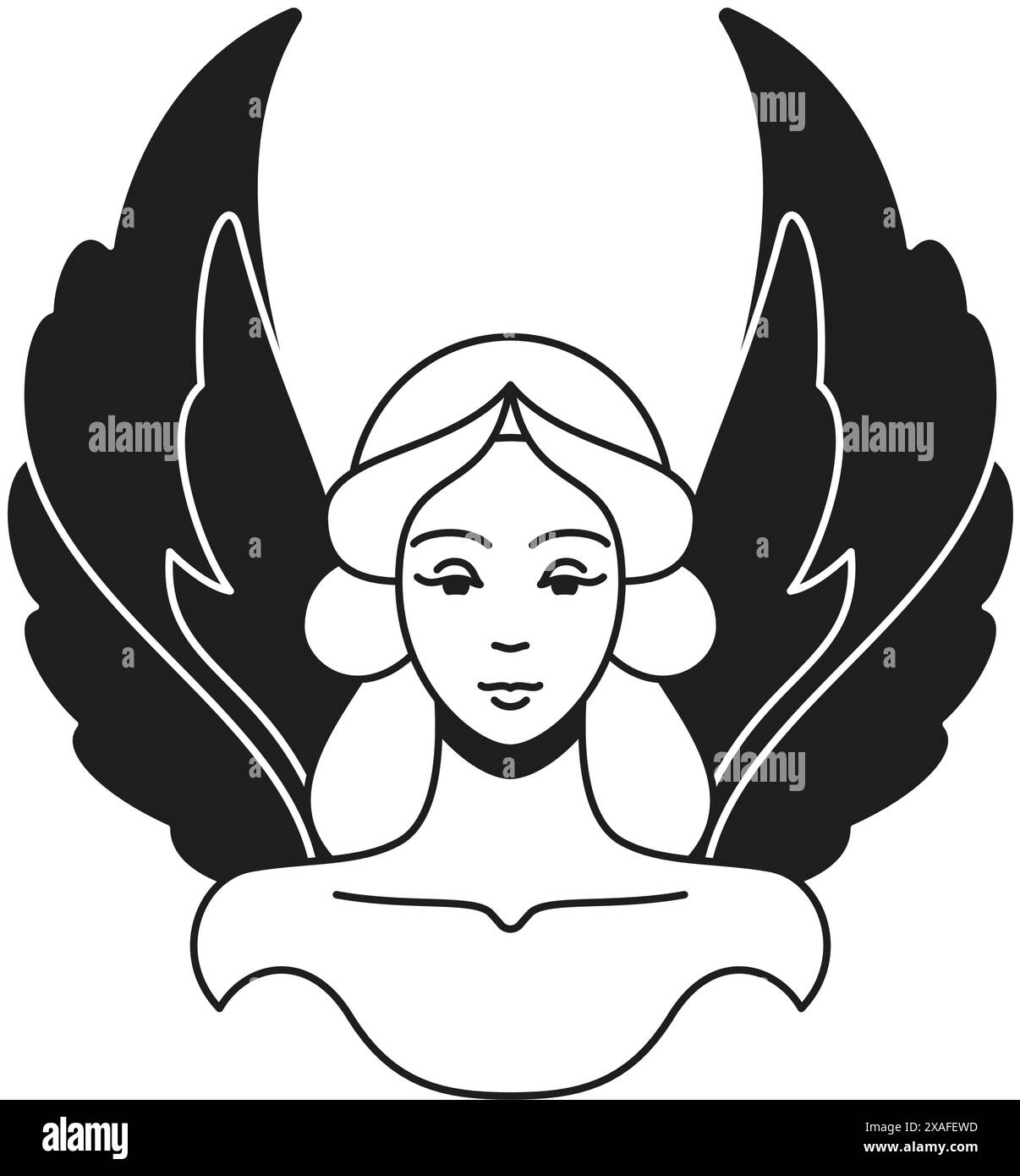 Y2k antique woman goddess with wings portrait surreal cartoon character ...