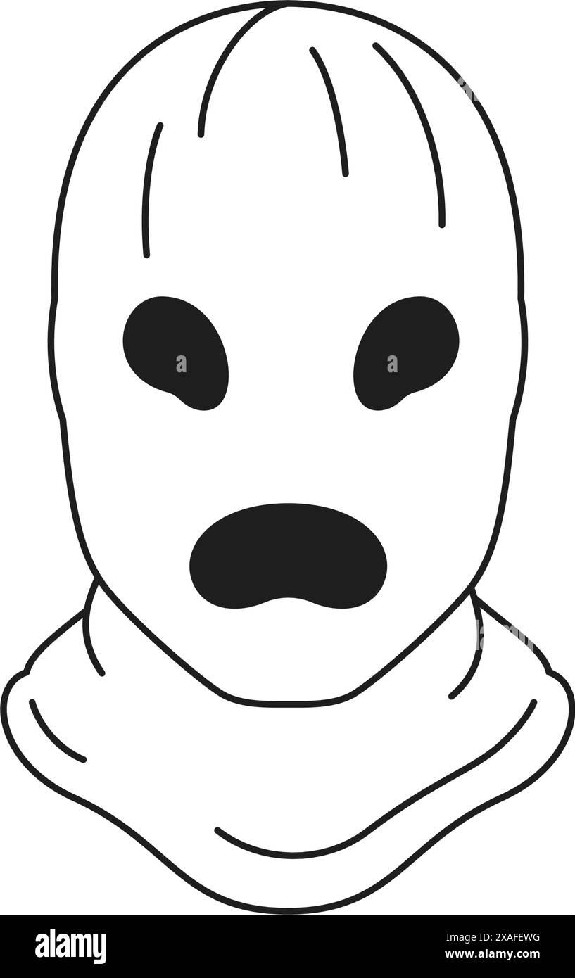 Y2k scary monster head in mask Halloween cartoon character monochrome ...