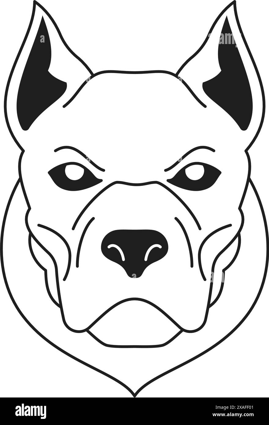 Y2k pitbull angry dog aggressive pet head monochrome line retro groovy ...