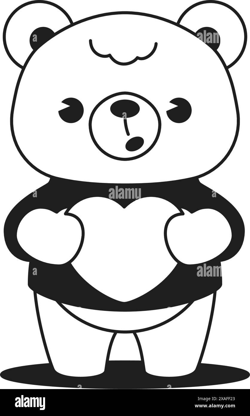 Cartoon cute teddy bear Black and White Stock Photos & Images - Alamy