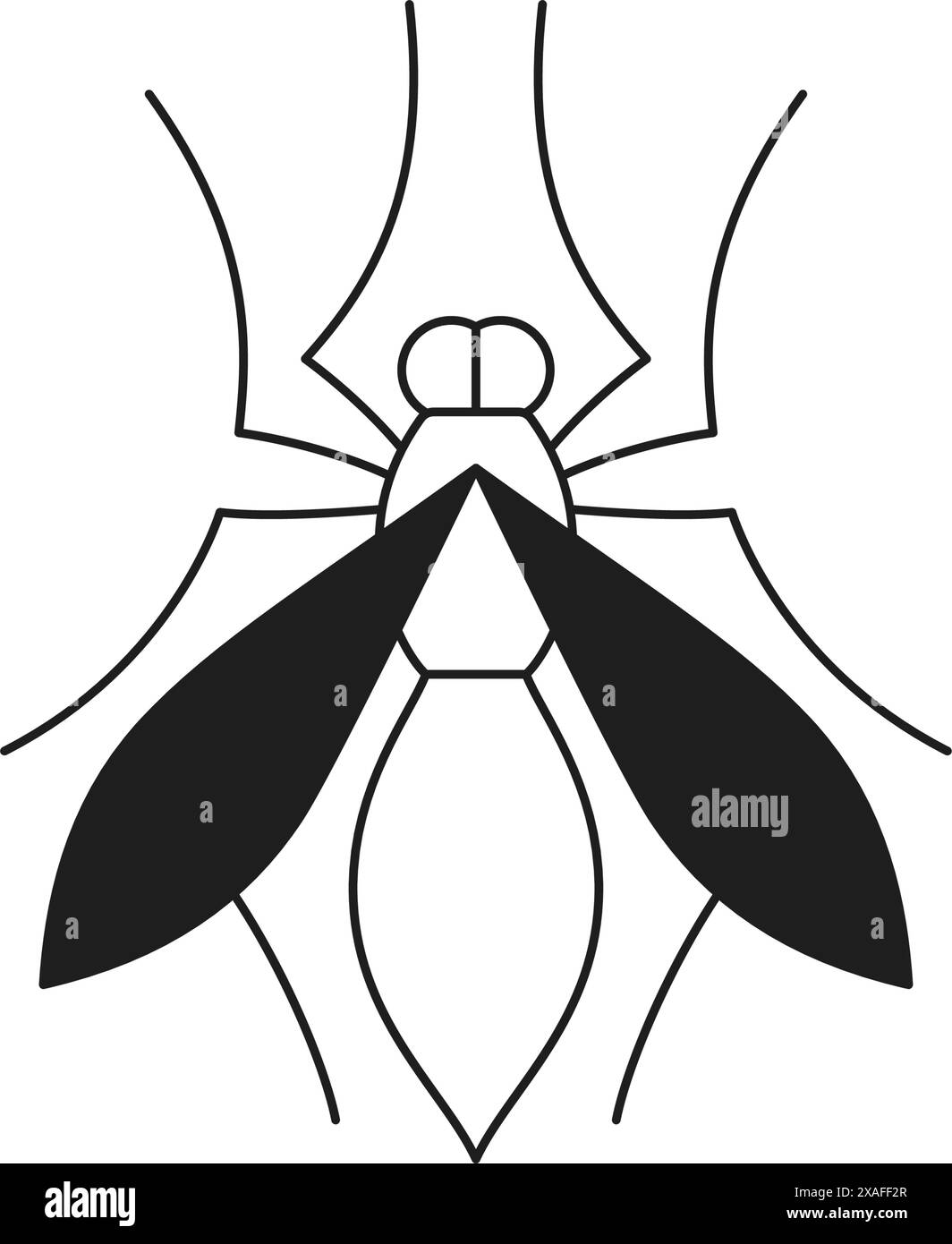 Y2k fly insect with wings and paws comic monochrome line retro groovy ...