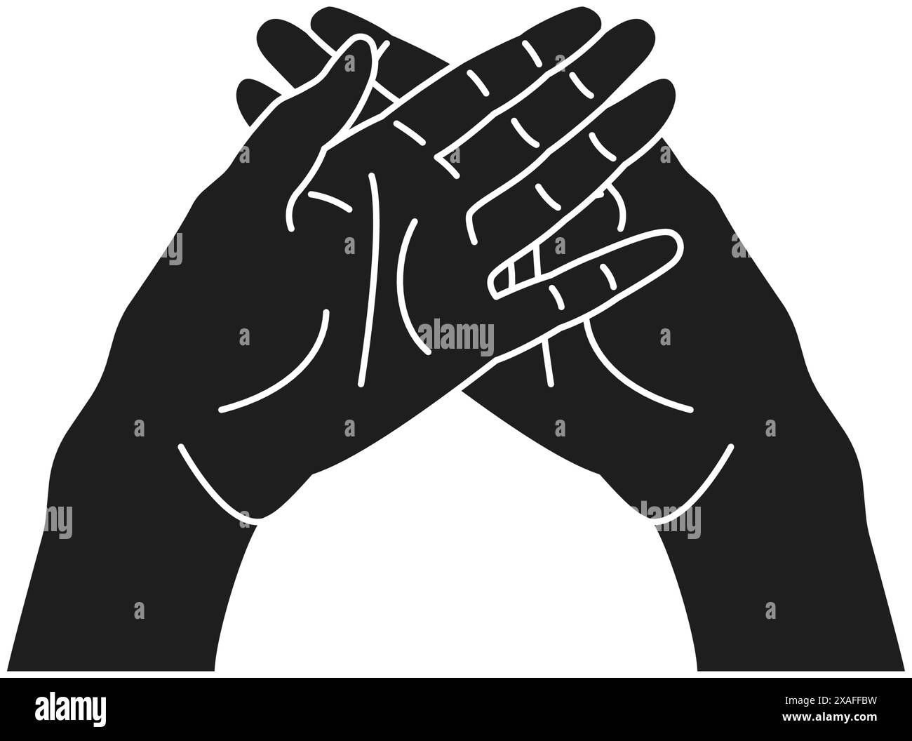 Y2k two crossed human hands with open palm rejection gesture monochrome ...