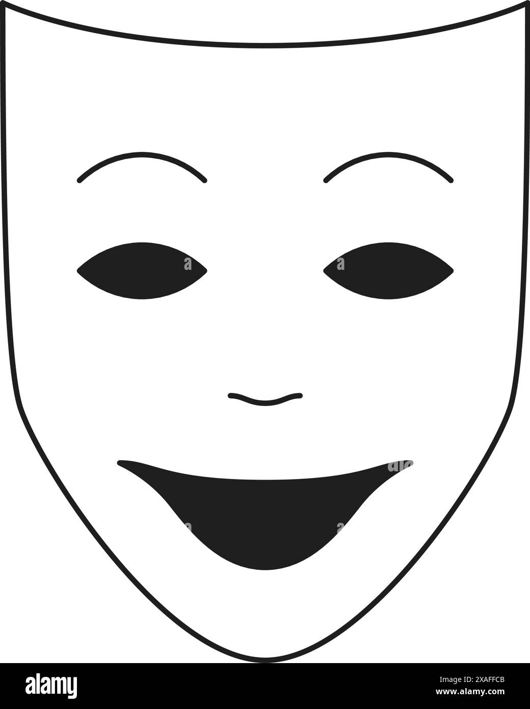 Y2k positive smiling carnival mask hiding face monochrome line retro ...