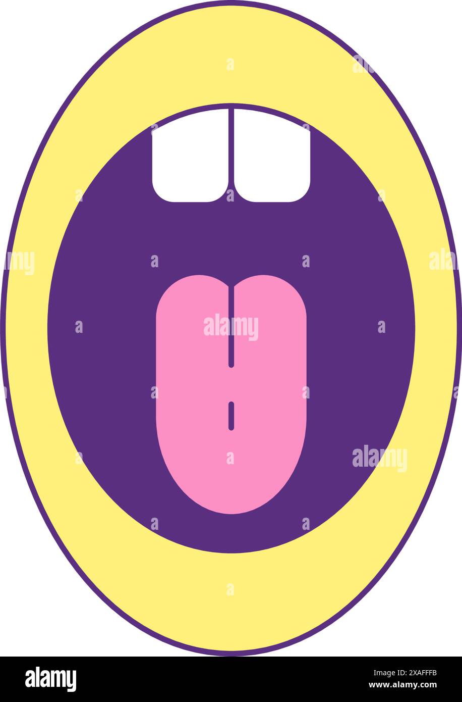 Y2k funky screaming mouth with tongue and teeth cartoon element groovy icon vector flat ...