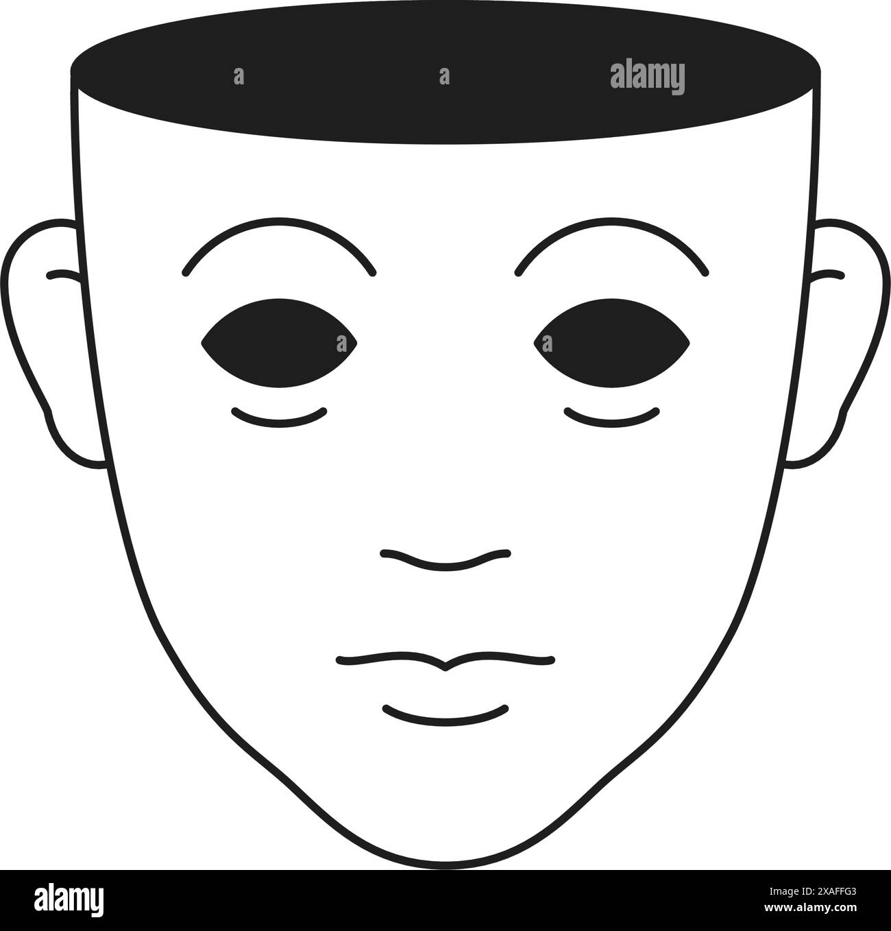 Y2k psychedelic human head open mind weird cartoon character monochrome ...