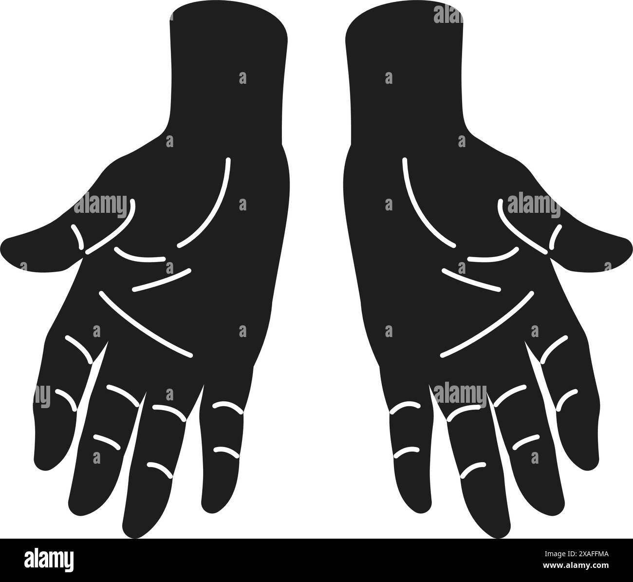 Y2k human hands with open palm greeting welcome gesture monochrome line ...