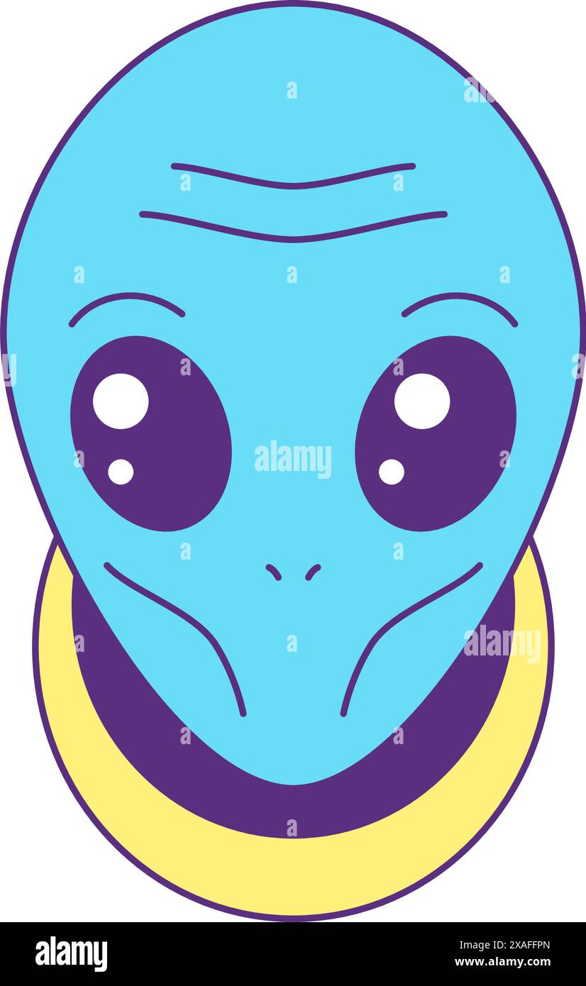 Y2k psychedelic alien head blue cartoon character trendy groovy style ...