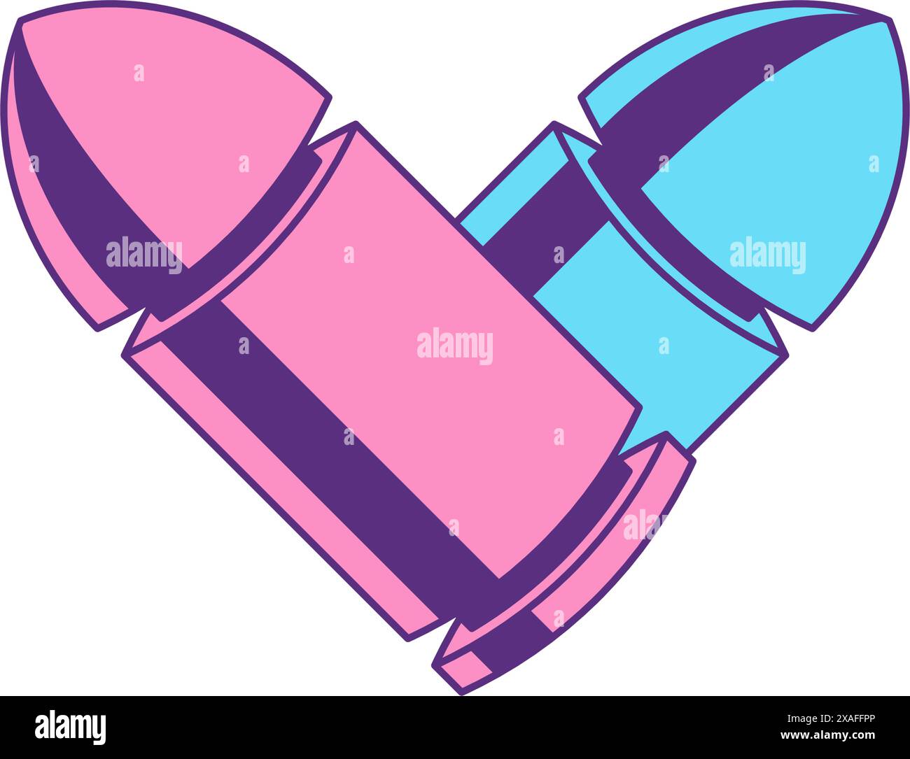 Two crossed bullet cute cartoon element trendy sticker groovy style ...