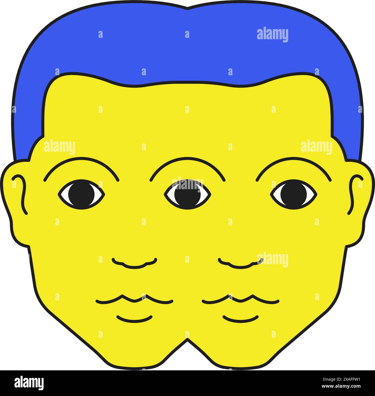 Y2k double man face psychedelic cartoon character groovy style icon ...