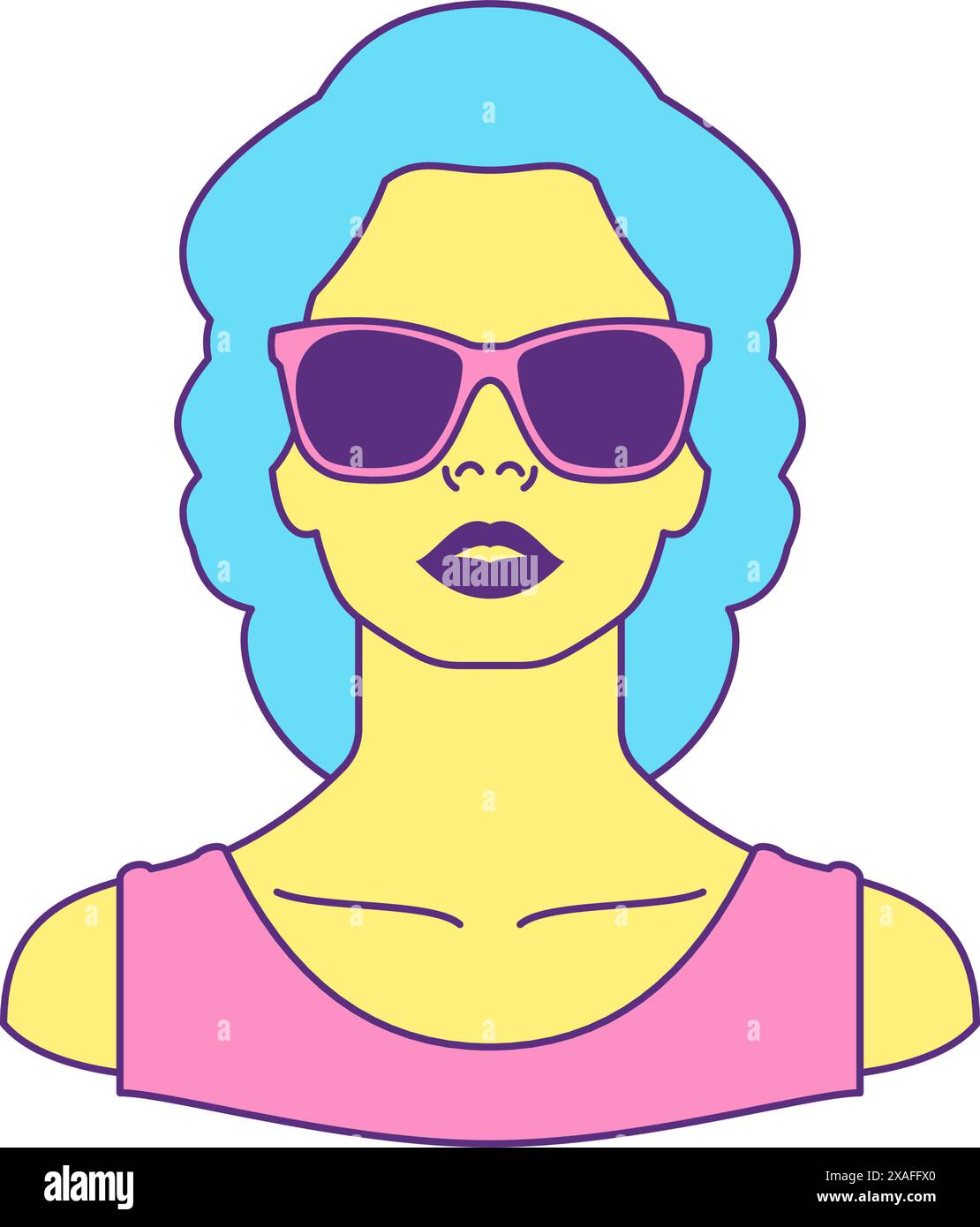 Y2k trendy woman in fashion sunglasses portrait cartoon character ...