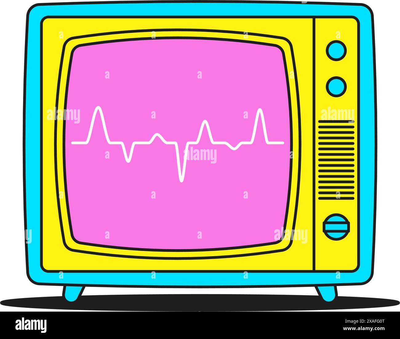 Y2k broken retro tv set with digital wave on screen cartoon element ...