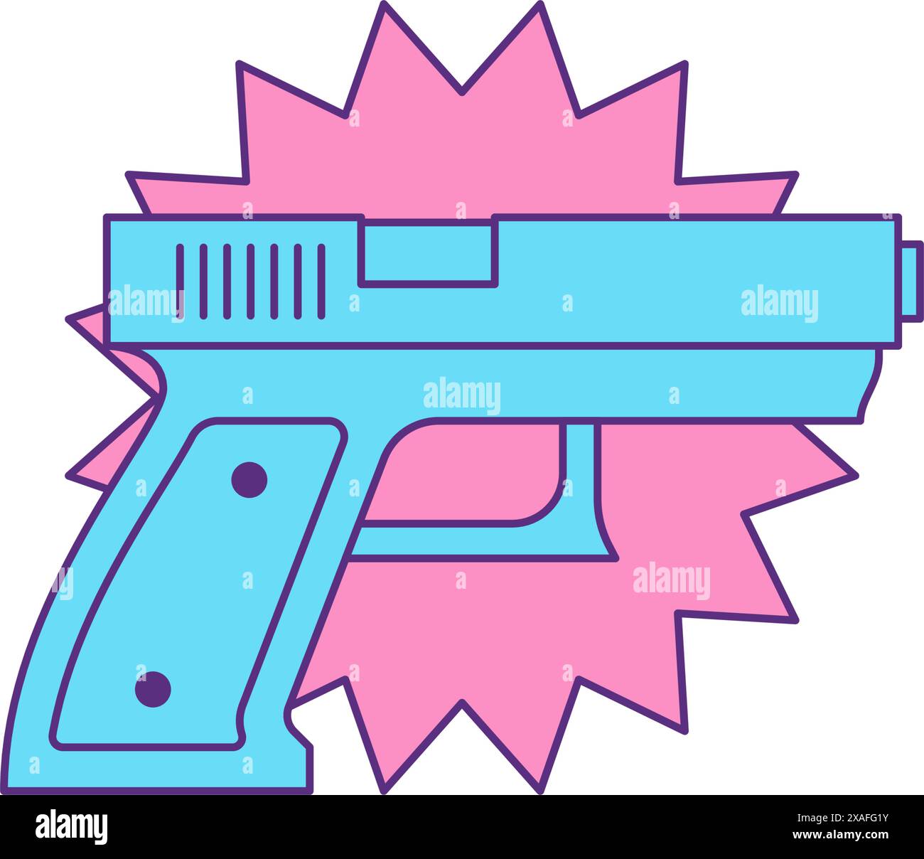 Y2k comic gun with shot cloud funky weapon trendy groovy style icon ...