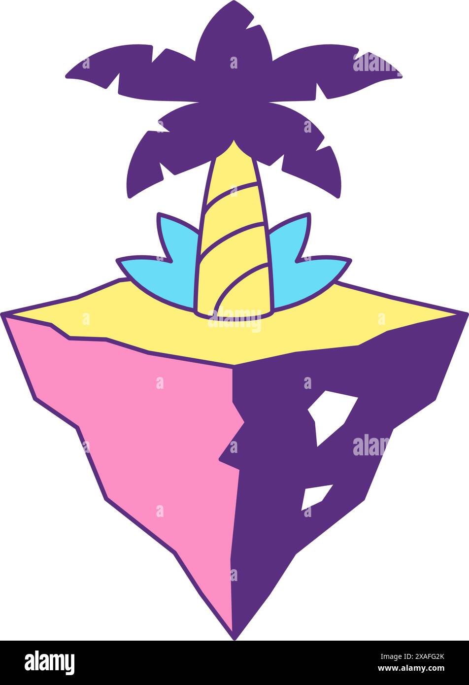 Y2k palm tree on island summer vibes cartoon element trendy groovy ...