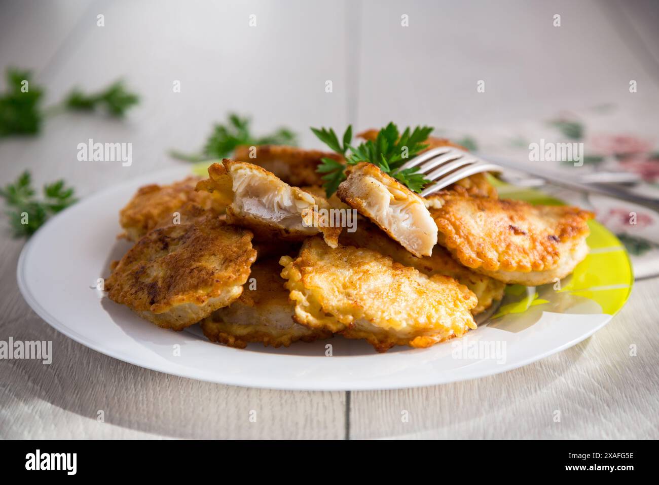 crispy golden fish fillet fried in batter Stock Photo - Alamy