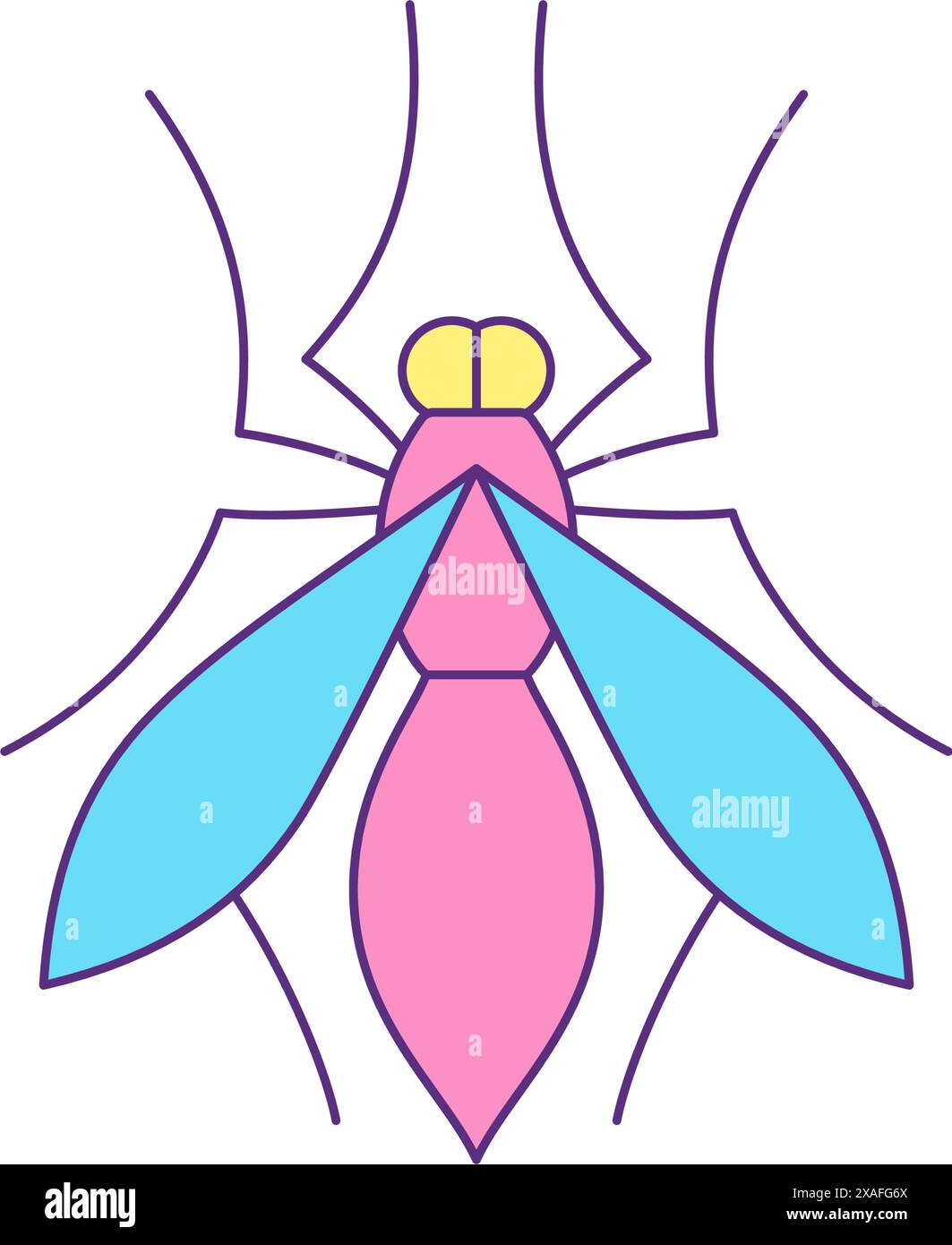 Y2k fly winged insect with paws funky cartoon character groovy style ...