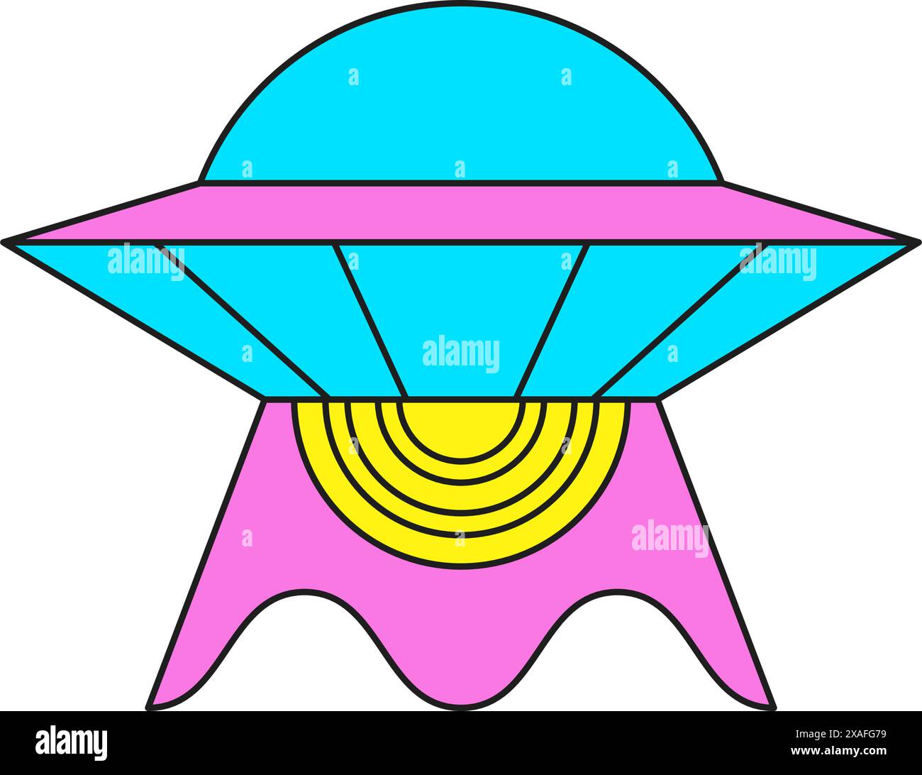 Y2k retro UFO alien spaceship for universe travel cartoon element ...