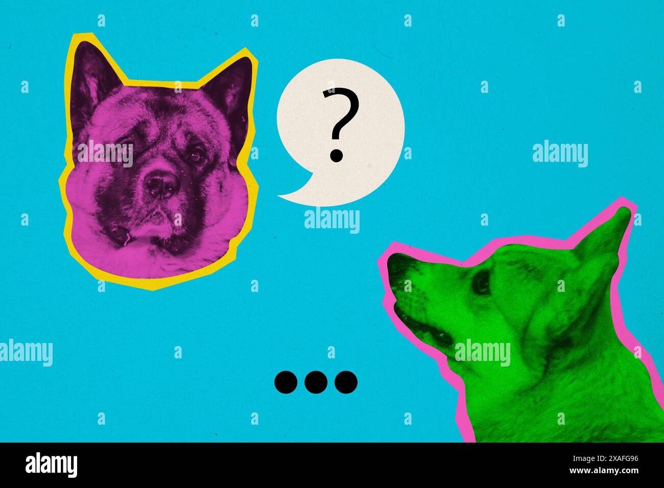 Composite creative artwork template photo collage of colorful dogs ...