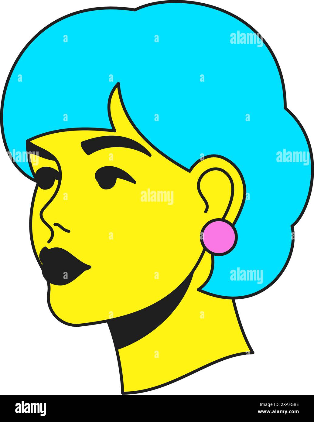 Y2k beauty woman fashion portrait cartoon character groovy style icon ...
