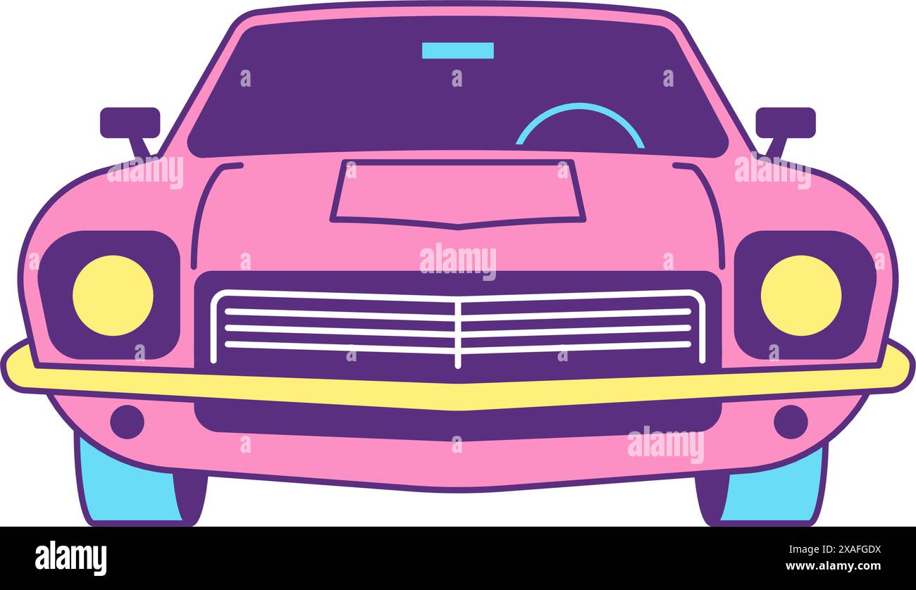 Y2k pink retro car passenger transportation cartoon element groovy ...