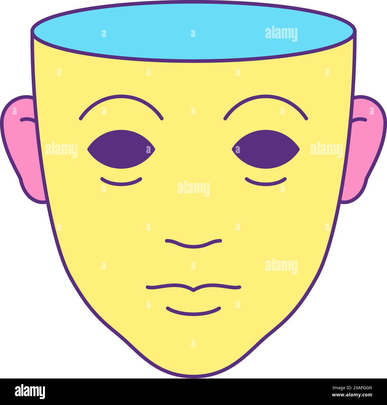 Y2k open mind empty human head psychedelic cartoon character groovy ...