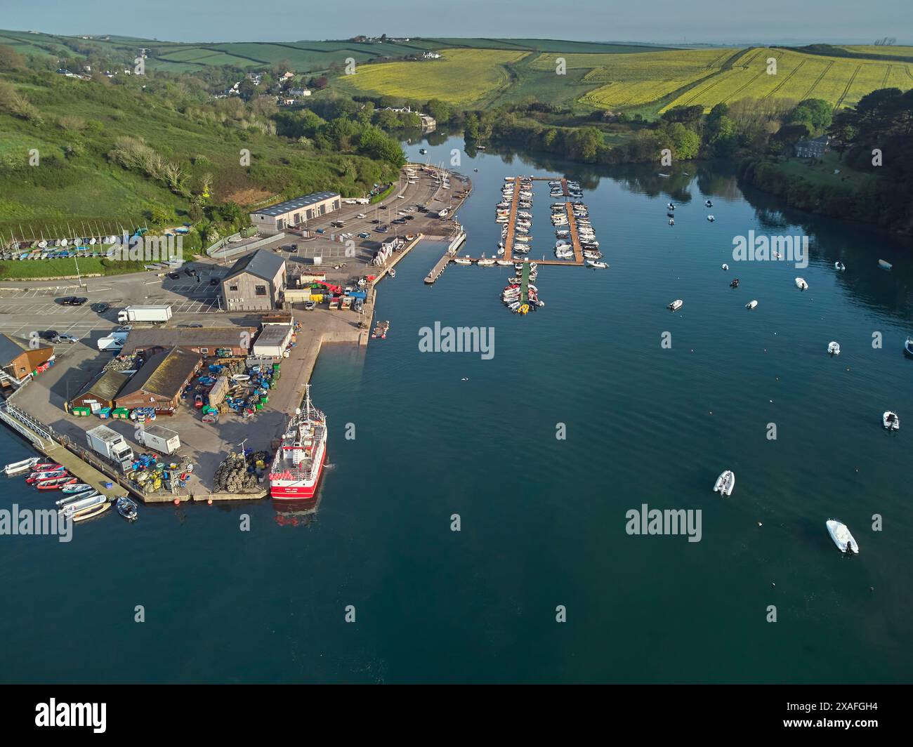 An aerial view of the Kingsbridge Estuary at Salcombe in the early ...