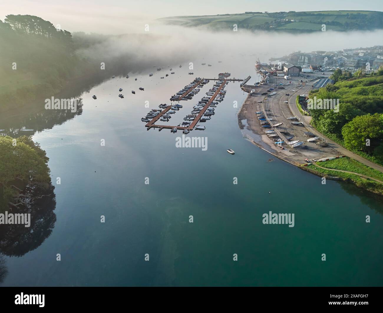 An aerial view of the Kingsbridge Estuary at Salcombe in the early ...