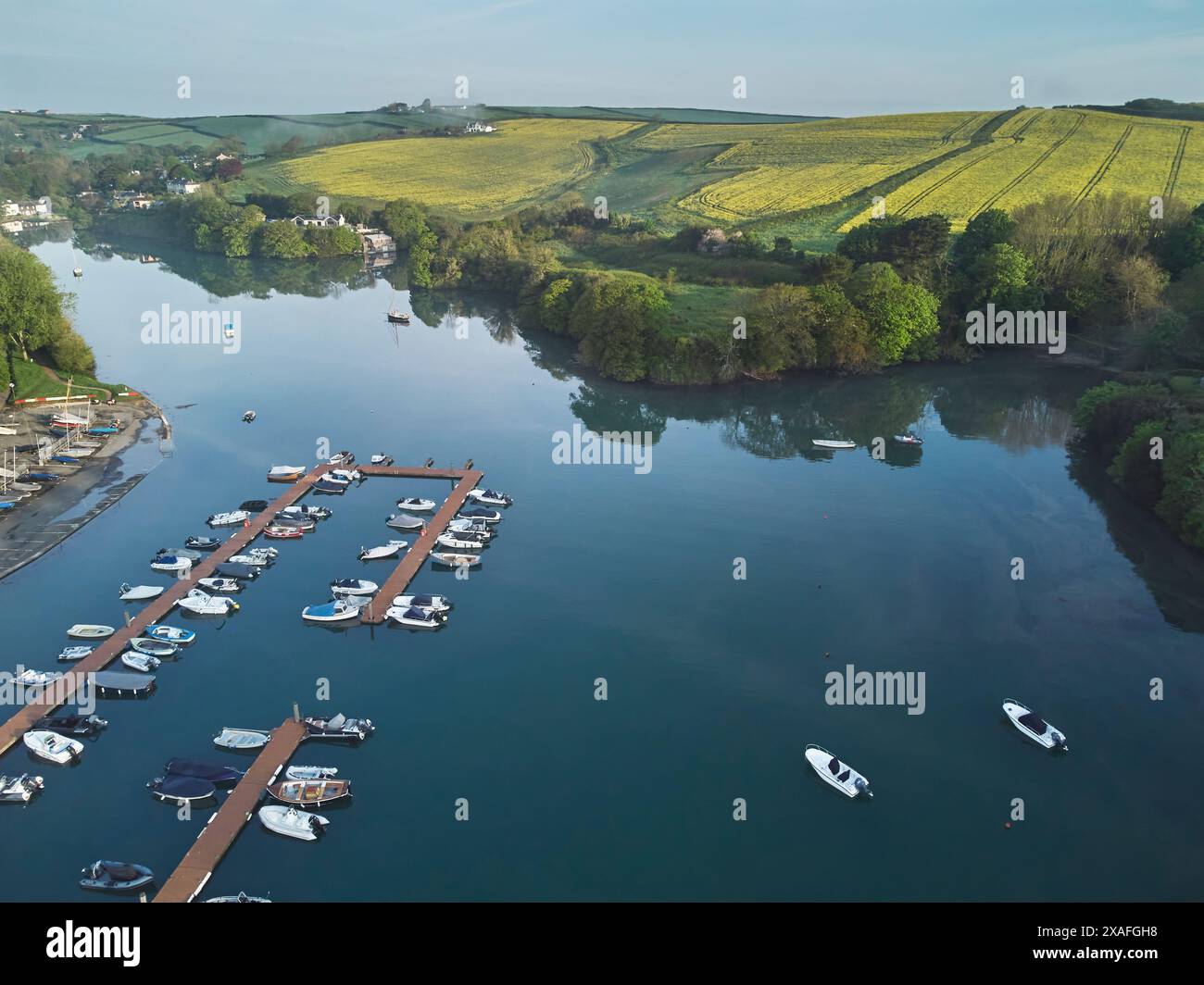 An aerial view of the Kingsbridge Estuary at Salcombe in the early ...