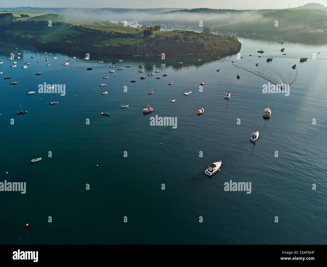 An aerial view of the Kingsbridge Estuary at Salcombe in the early ...