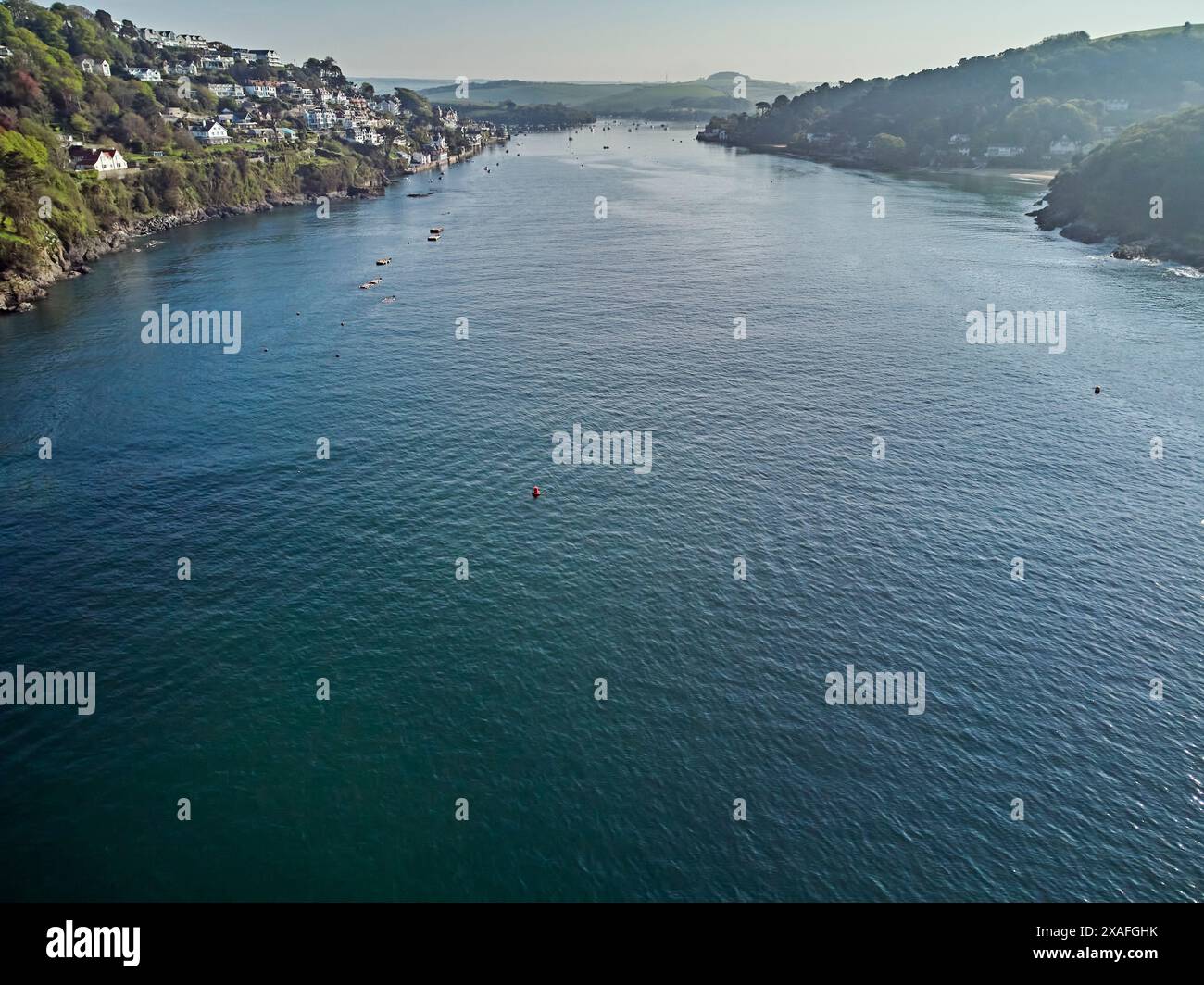 An aerial view of the Kingsbridge Estuary at Salcombe in the early ...