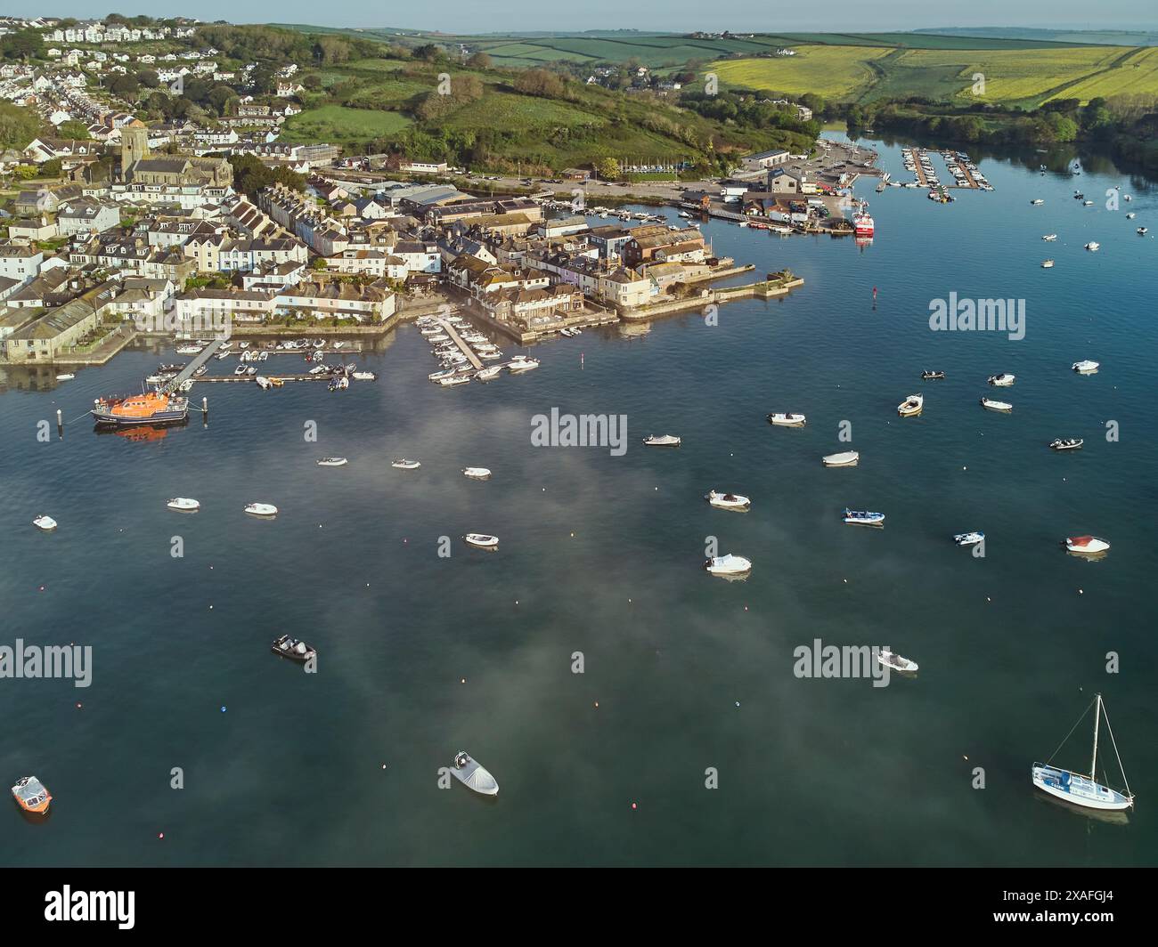 An aerial view of the Kingsbridge Estuary at Salcombe in the early ...