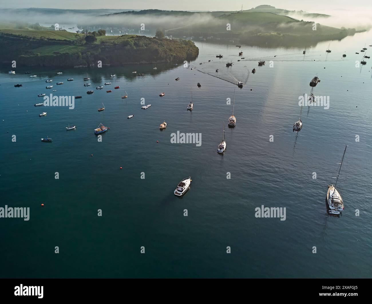 An aerial view of the Kingsbridge Estuary at Salcombe in the early ...