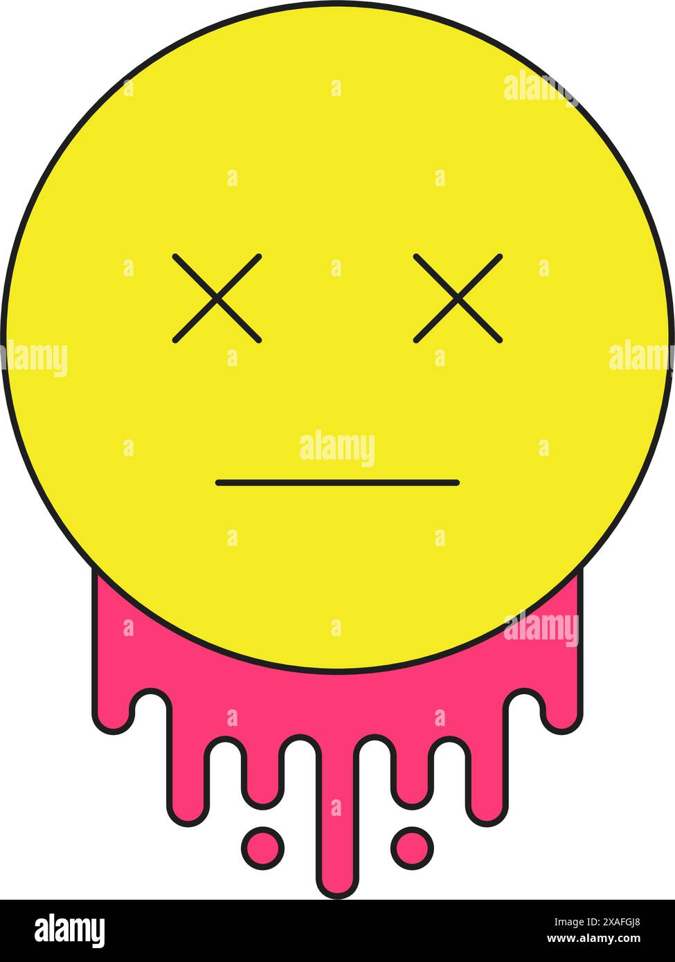 Y2k yellow melting smiley with crossed eyes game over cartoon element ...