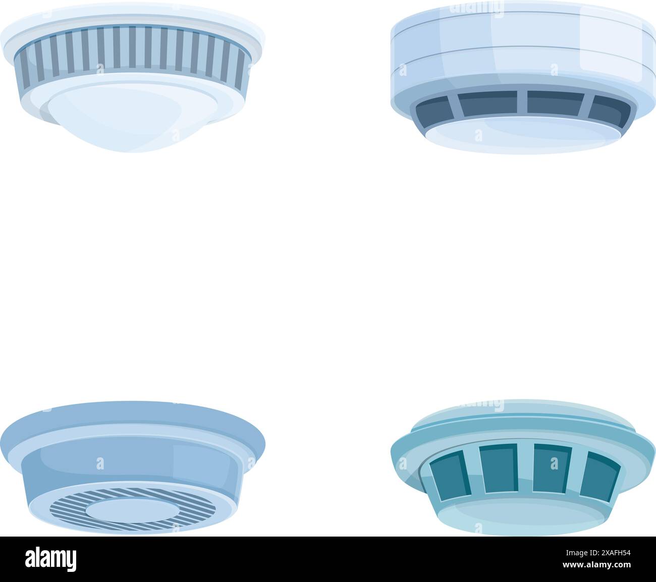 Fire detector icons set cartoon vector. Smoke control system. Fire ...