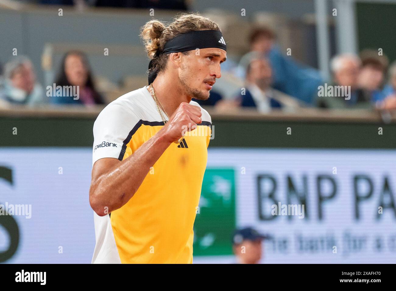 PARIS, FRANCE - JUNE 4: Alexander Zverev of Germany celebrates during ...