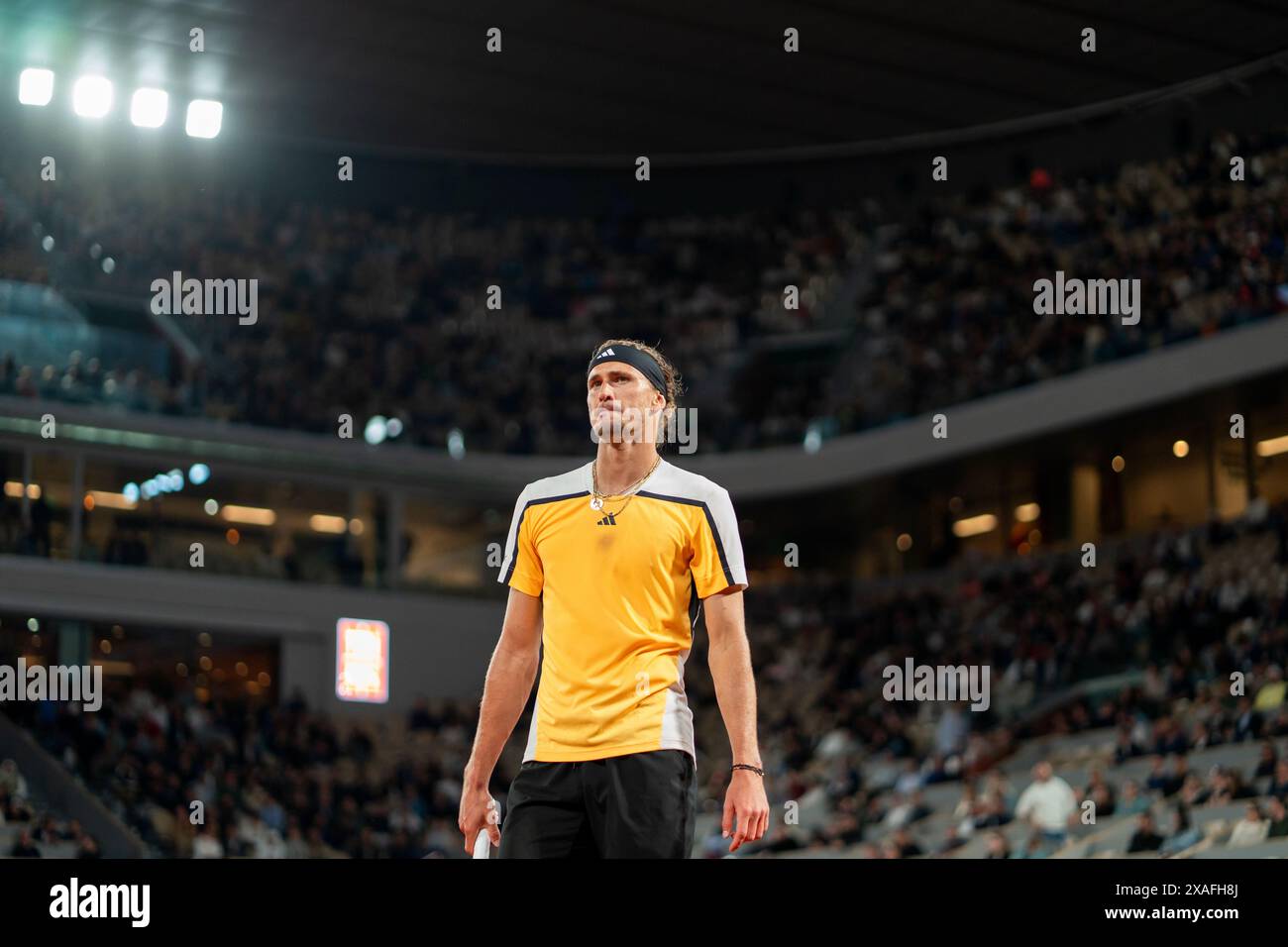 PARIS, FRANCE - JUNE 4: Alexander Zverev of Germany looks on during Day ...