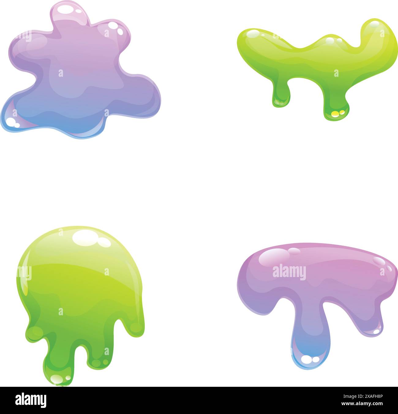 Liquid slime icons set cartoon vector. Colorful dripping slime stain ...