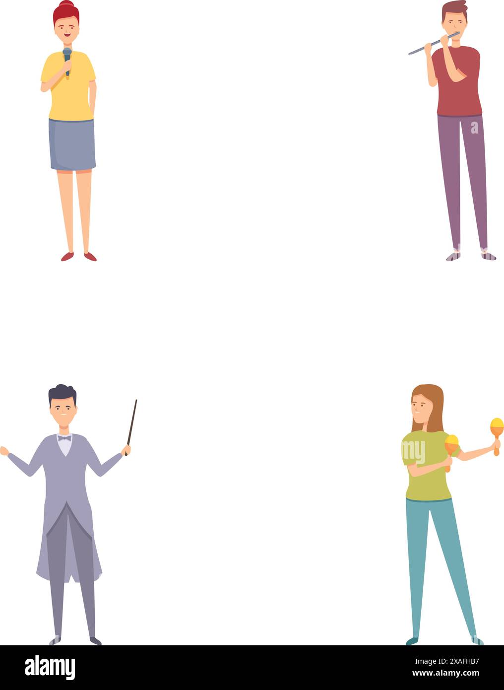 Musical group icons set cartoon vector. People play musical instrument ...