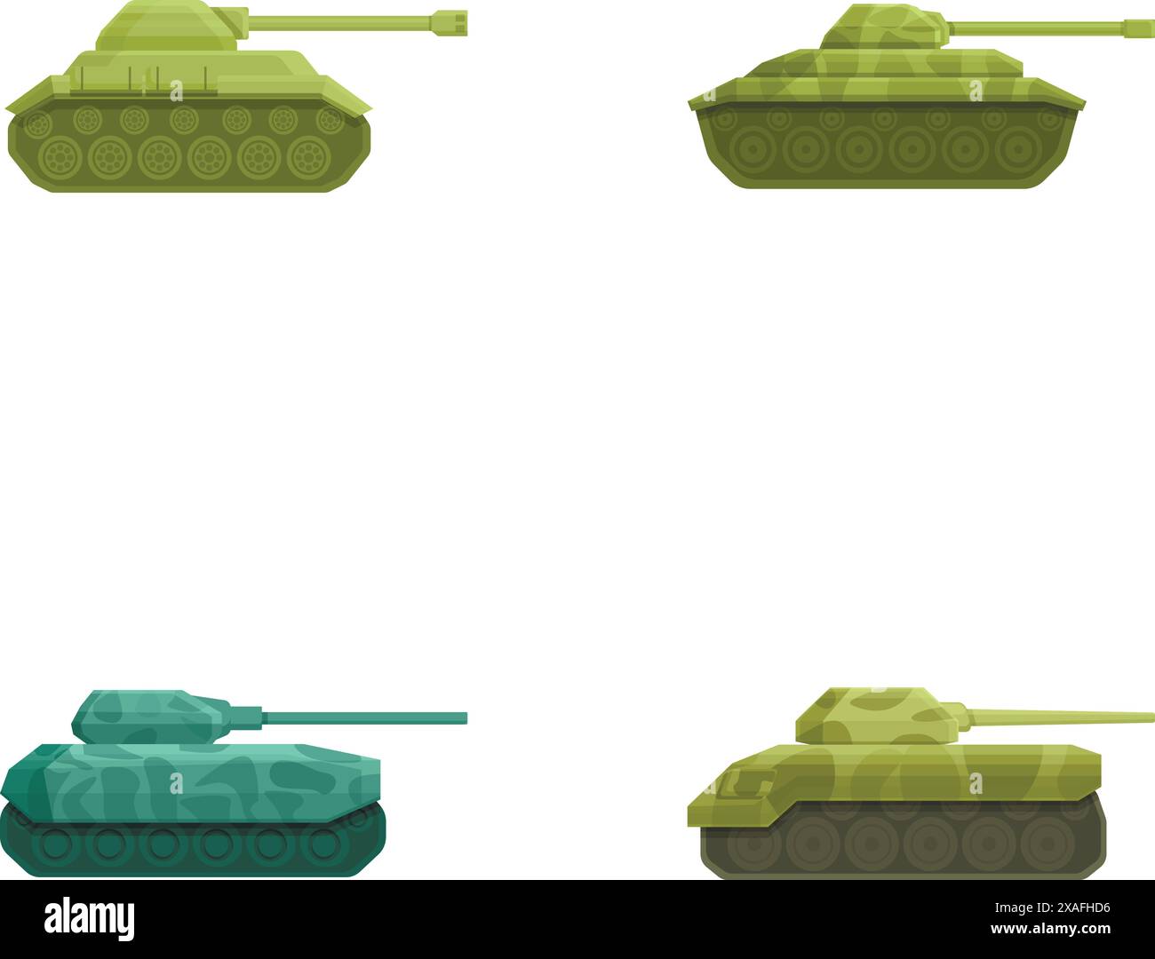 Tank icons set cartoon vector. Heavy camouflage special machinery ...